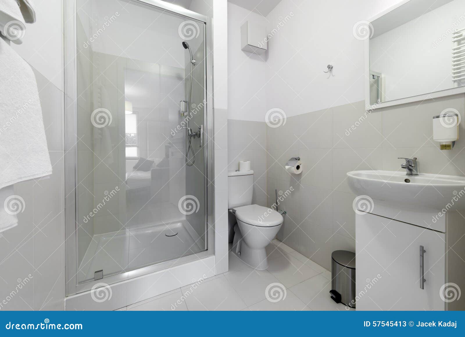 Small and compact bathroom stock image. Image of cabinet - 57545413