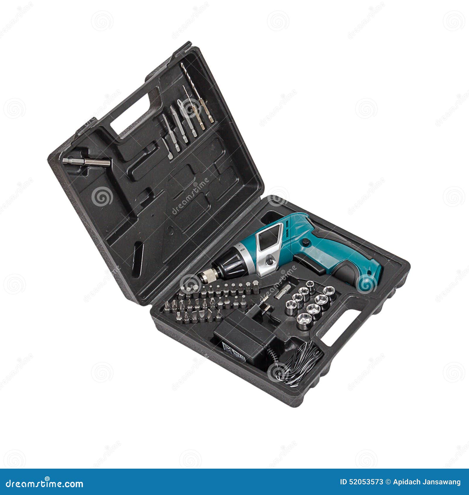 Small, Compact, Cordless Drill in the Box. Stock Image - Image of ...
