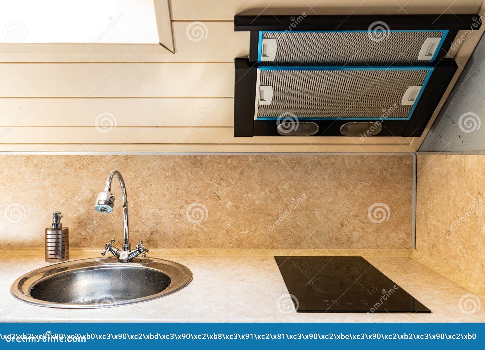 Small Compact Kitchen Space, Cooking Area Located in the Attic. Stock ...