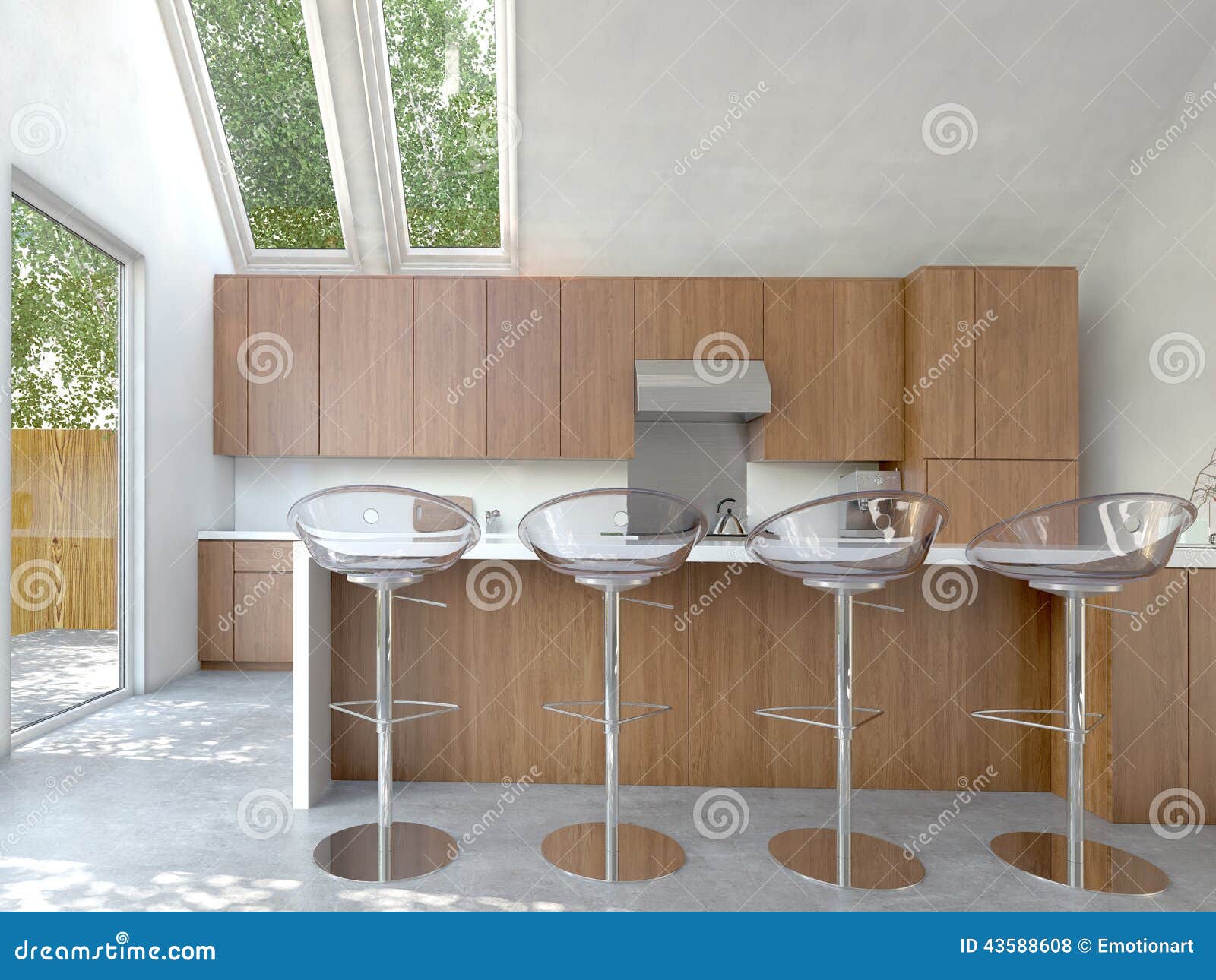 Small Compact Open-plan Kitchen or Kitchenette Stock Illustration ...