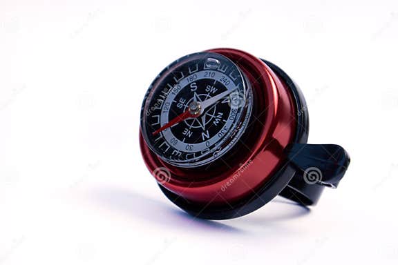 Small Compass Build Inside Bicycle Handlebar Isolated on White ...