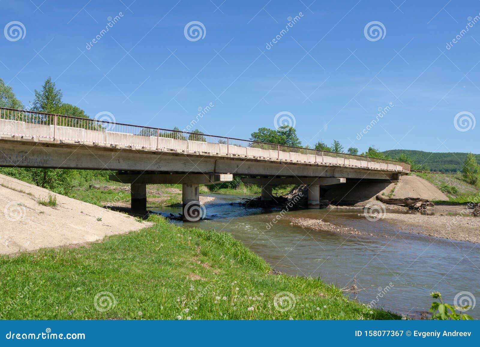 A Small Concrete Bridge Over the River. Stock Image - Image of nature ...