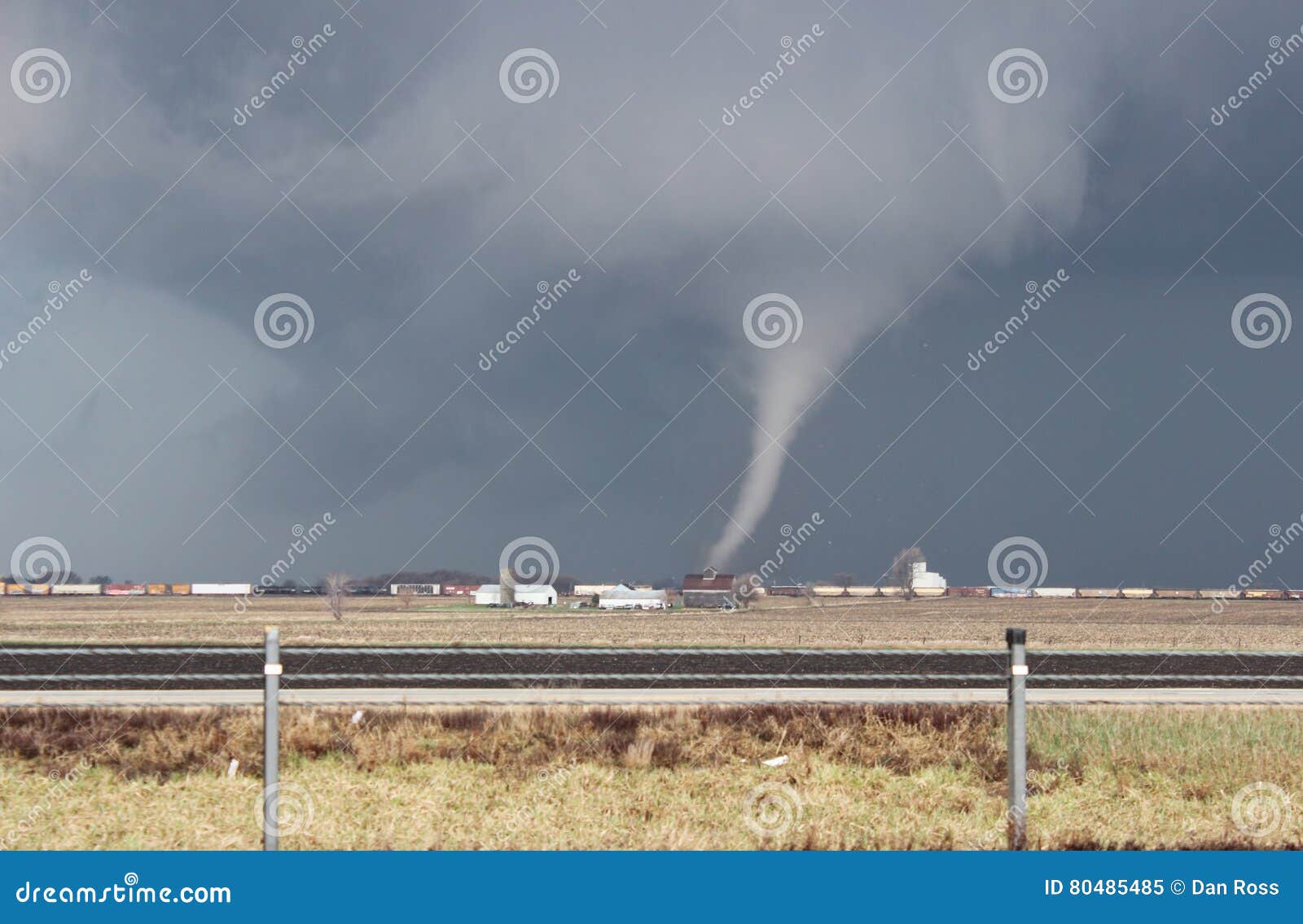 Small Cone Tornado with Debris Stock Image - Image of rotating ...