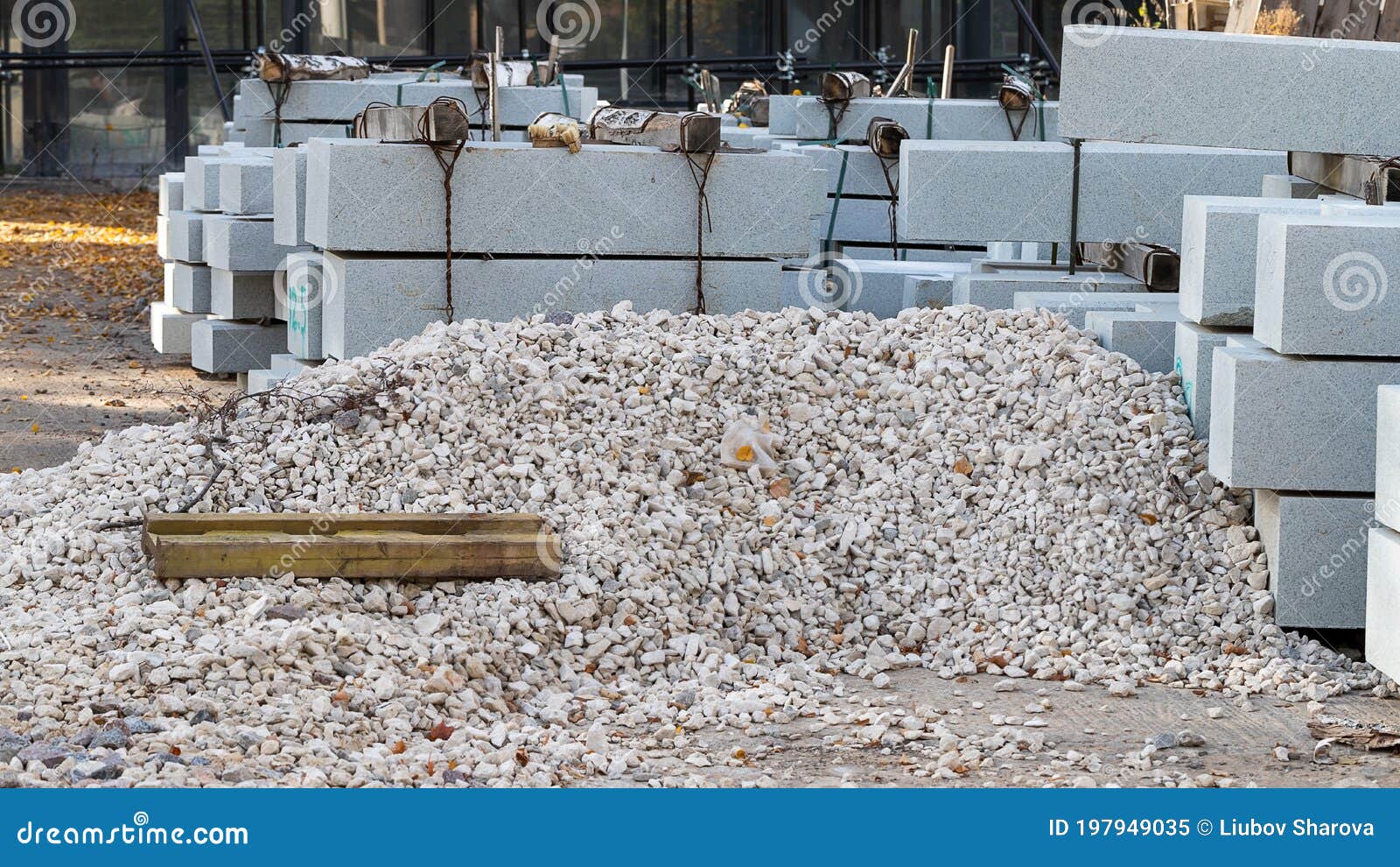 Small Construction Site. Cement Blocks on the Ground, Ready for ...