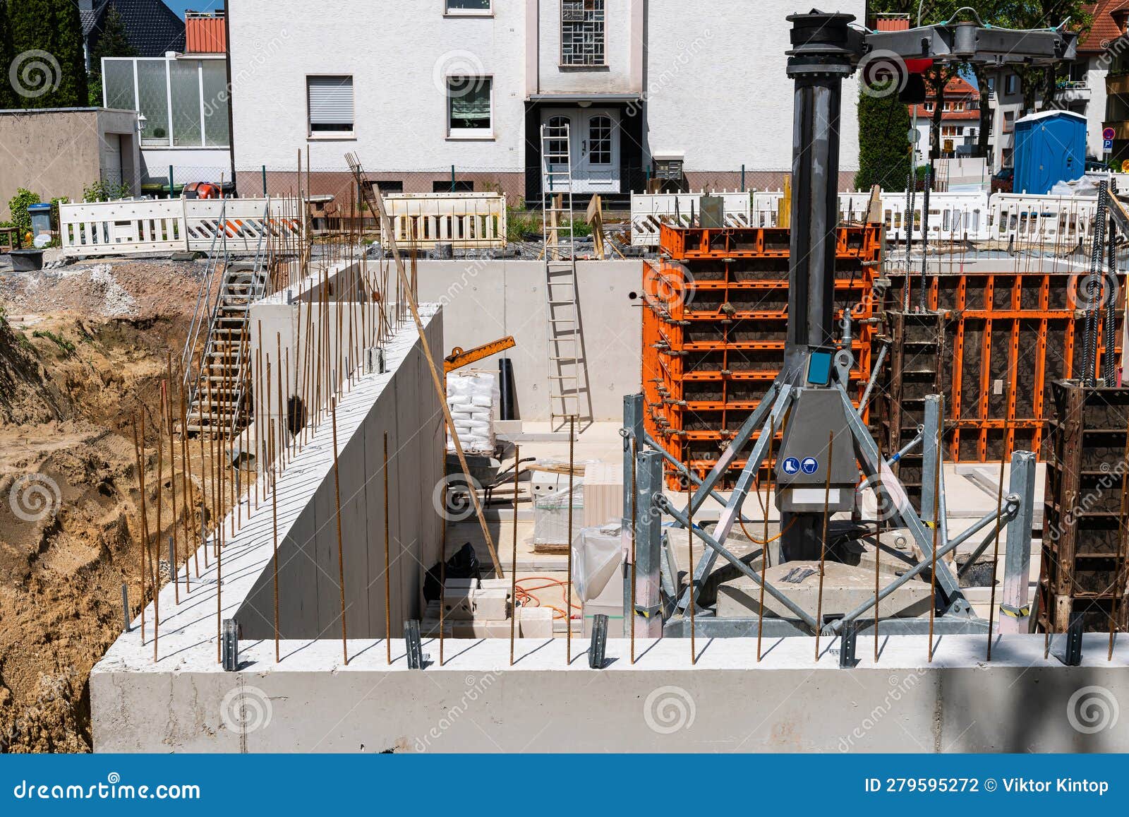 A Small Construction Site with the Foundation of a House on it. Stock Photo - Image of ...