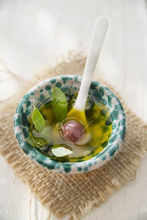 Small Container with Extra Virgin Olive Oil Stock Photo - Image of ...