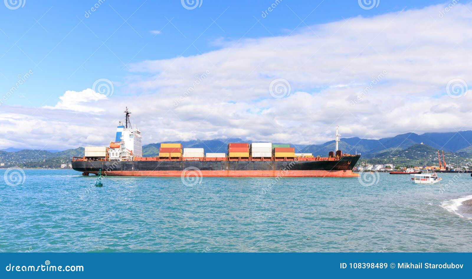 Small Container Vessel Transiting Through The Kiel Canal, Germany Stock ...