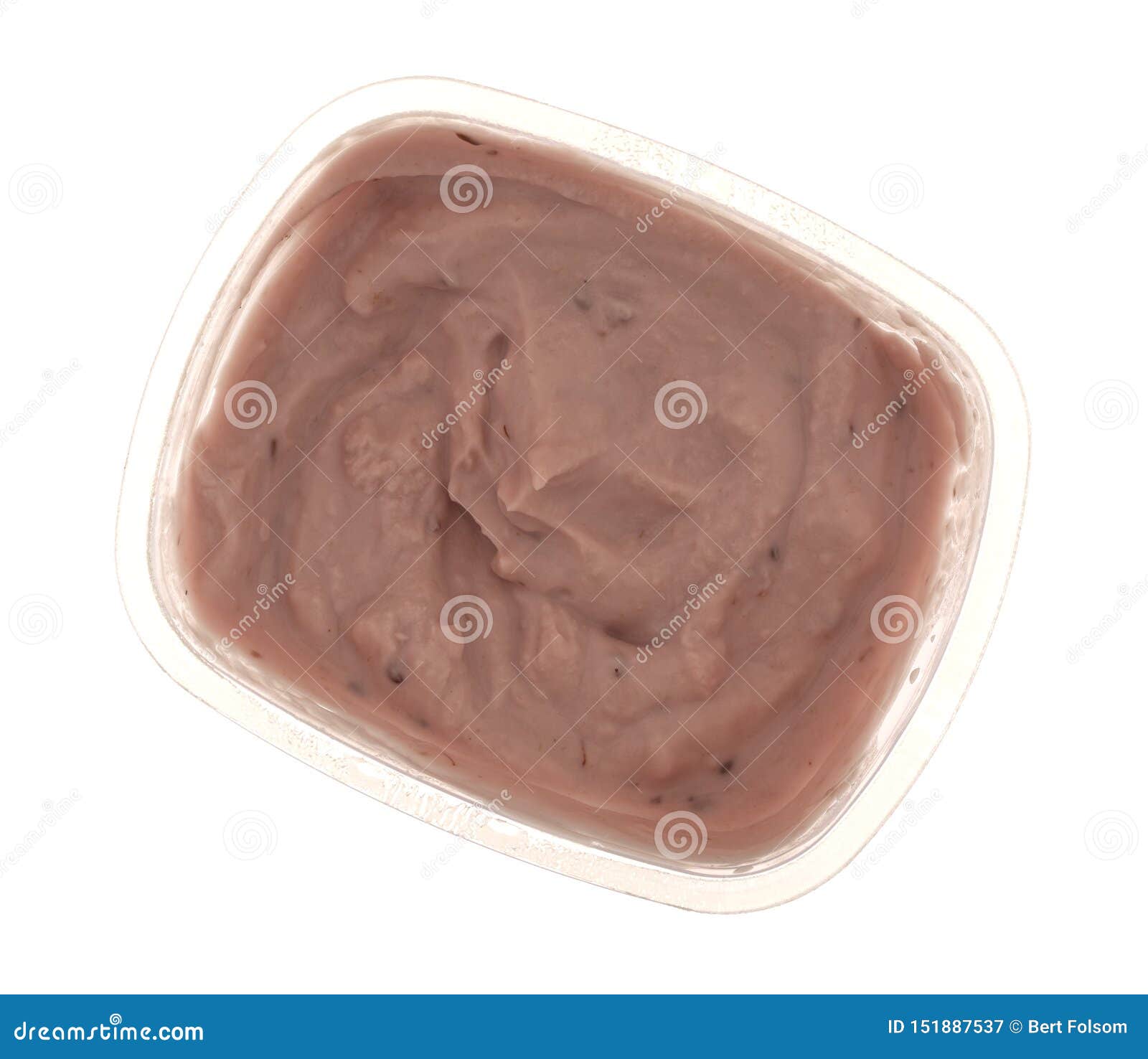 Small Container of Red Raspberry Yogurt on a White Background Top View ...
