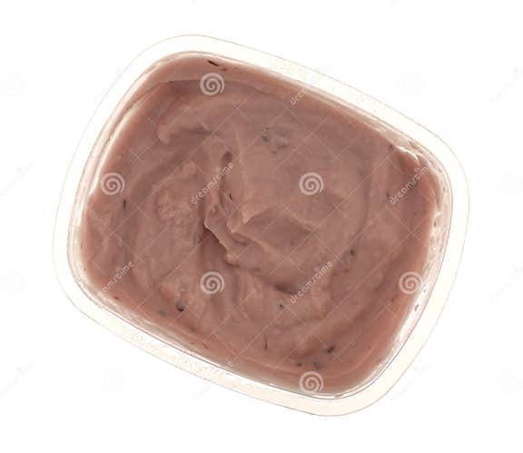 Small Container of Red Raspberry Yogurt on a White Background Top View ...