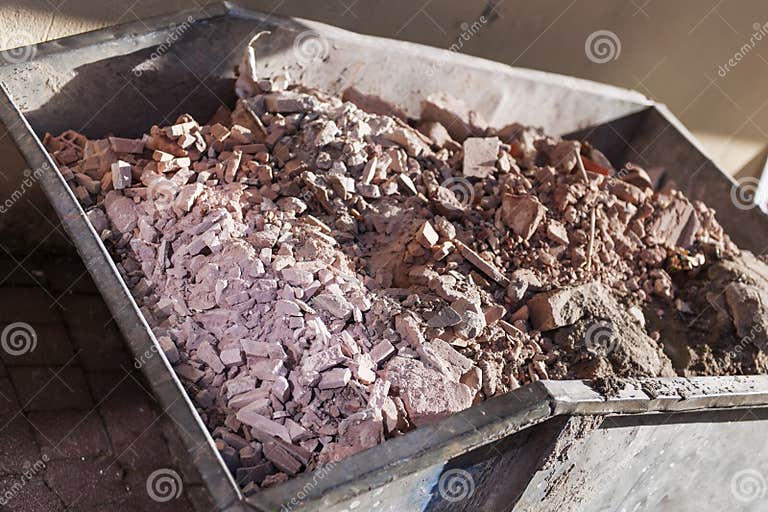 Small Container with Rubble of Demolition Stock Photo - Image of charge ...