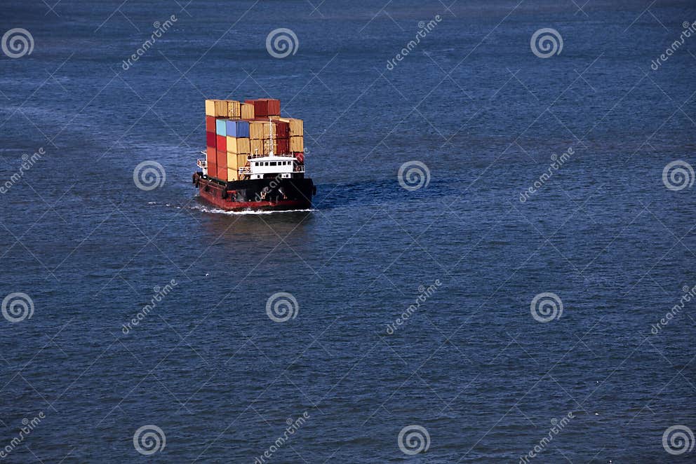 Small container ship stock image. Image of ocean, container - 28999865