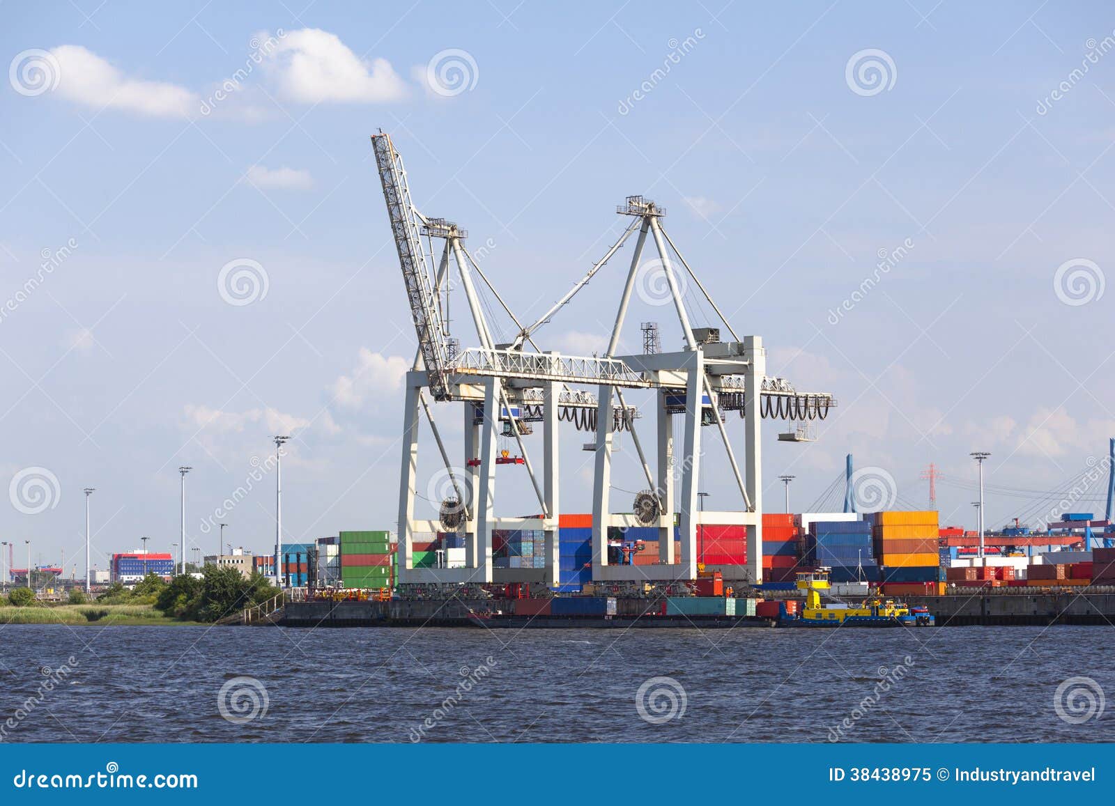 Small Container Terminal in Hamburg, Germany Stock Image - Image of ...