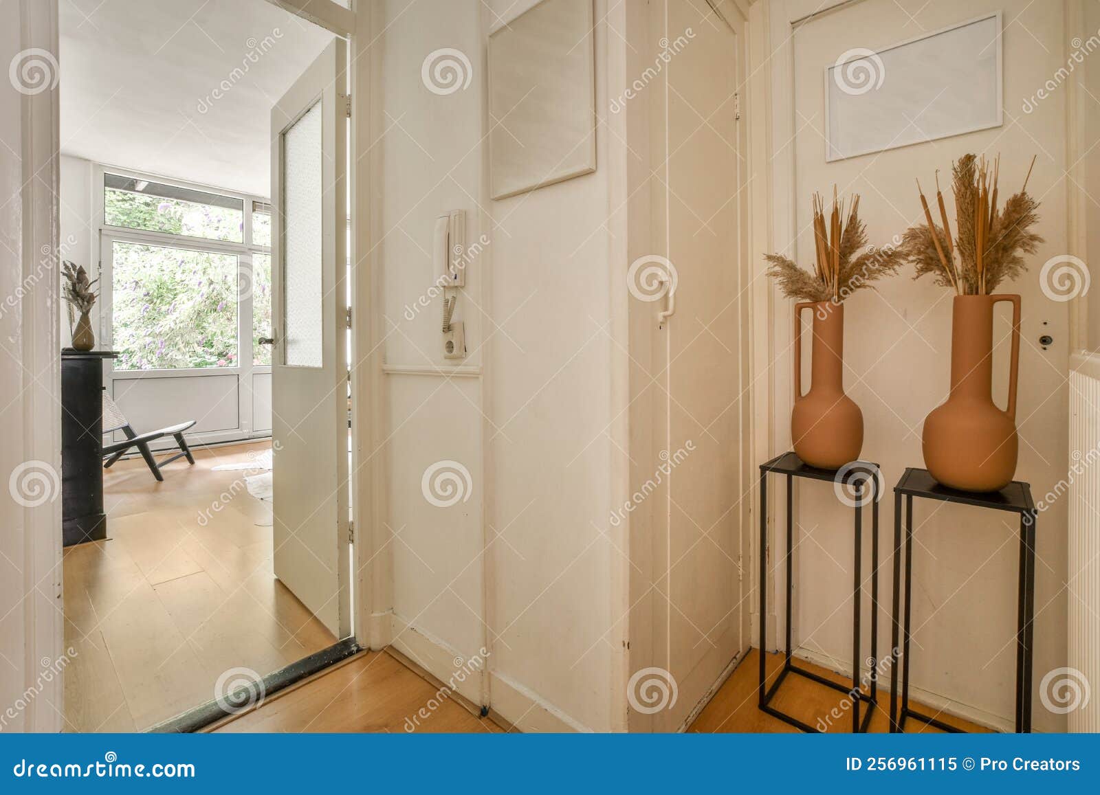 Small corridor with doors stock image. Image of design - 256961115