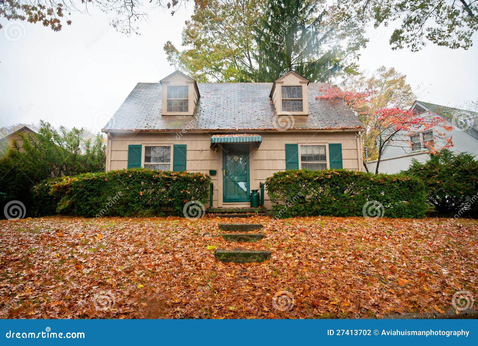 Small Cottage Home stock photo. Image of fall, chimney - 27413702