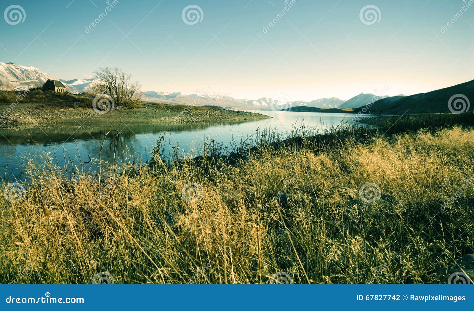 Small Cottage Rural Area View Mountain Lake Concept Stock Photo - Image ...