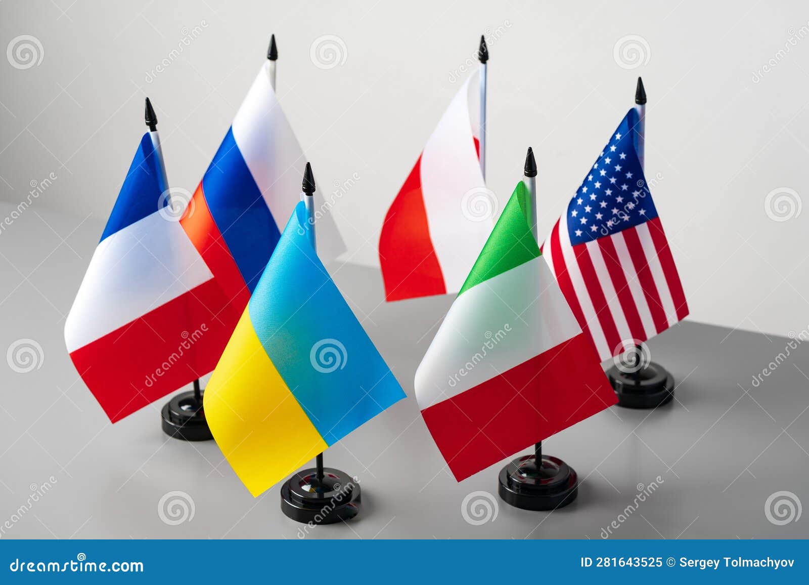 Small Country Flags Standing at a Table Stock Image - Image of ...