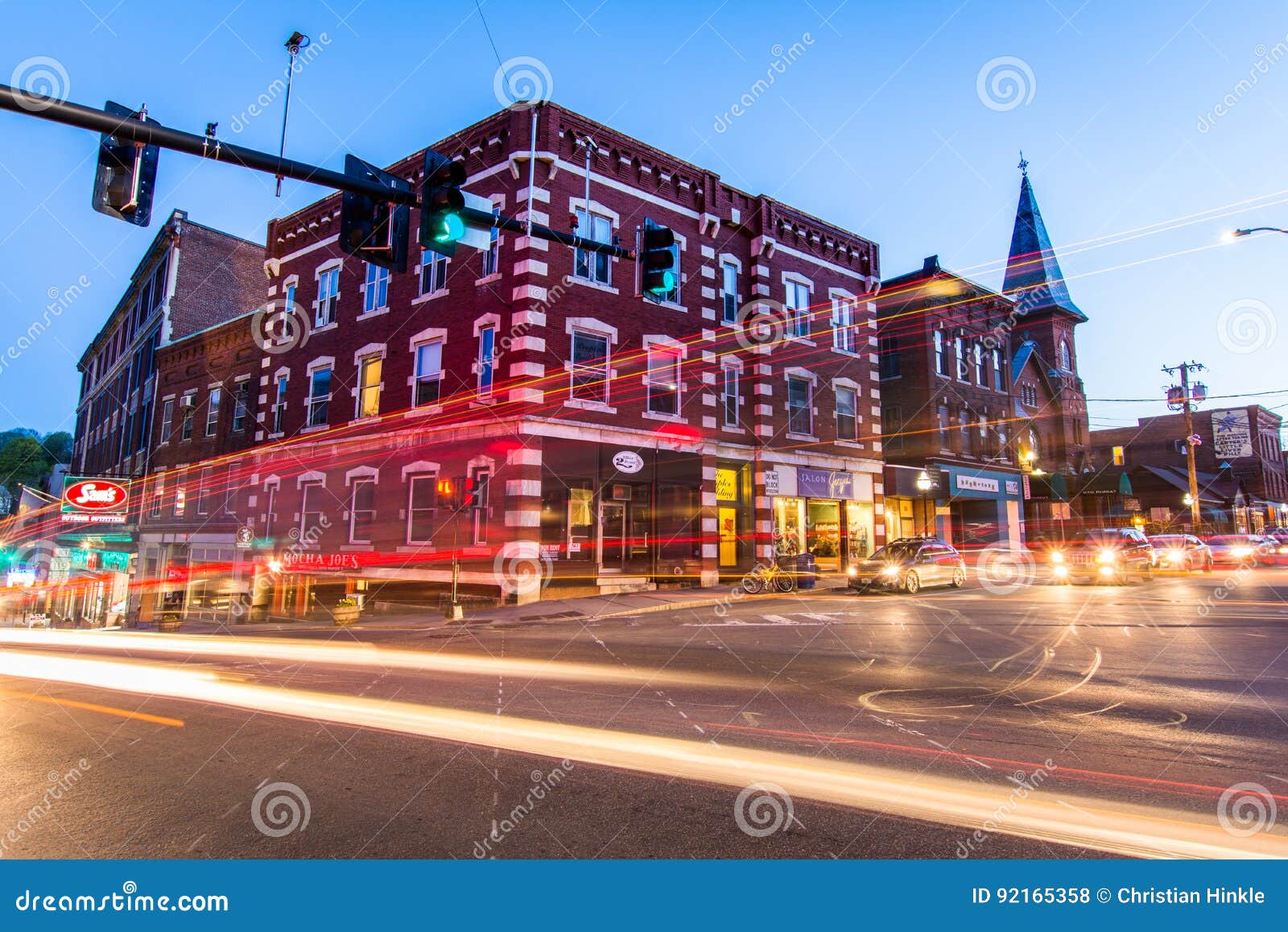 Small Cozy Downtown of Brattleboro, Vermont at Night Editorial Stock ...