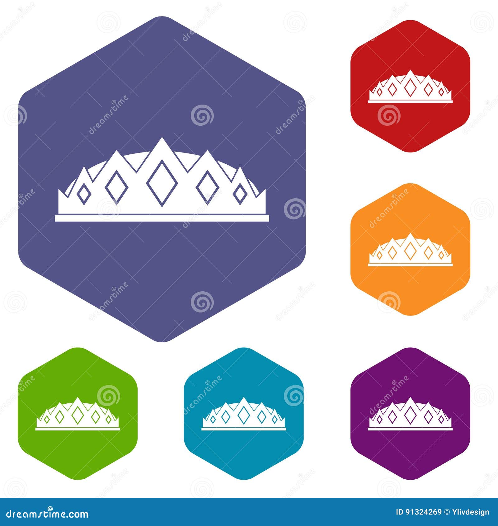 Small Crown Icons Set Hexagon Stock Vector - Illustration of logo, sign ...
