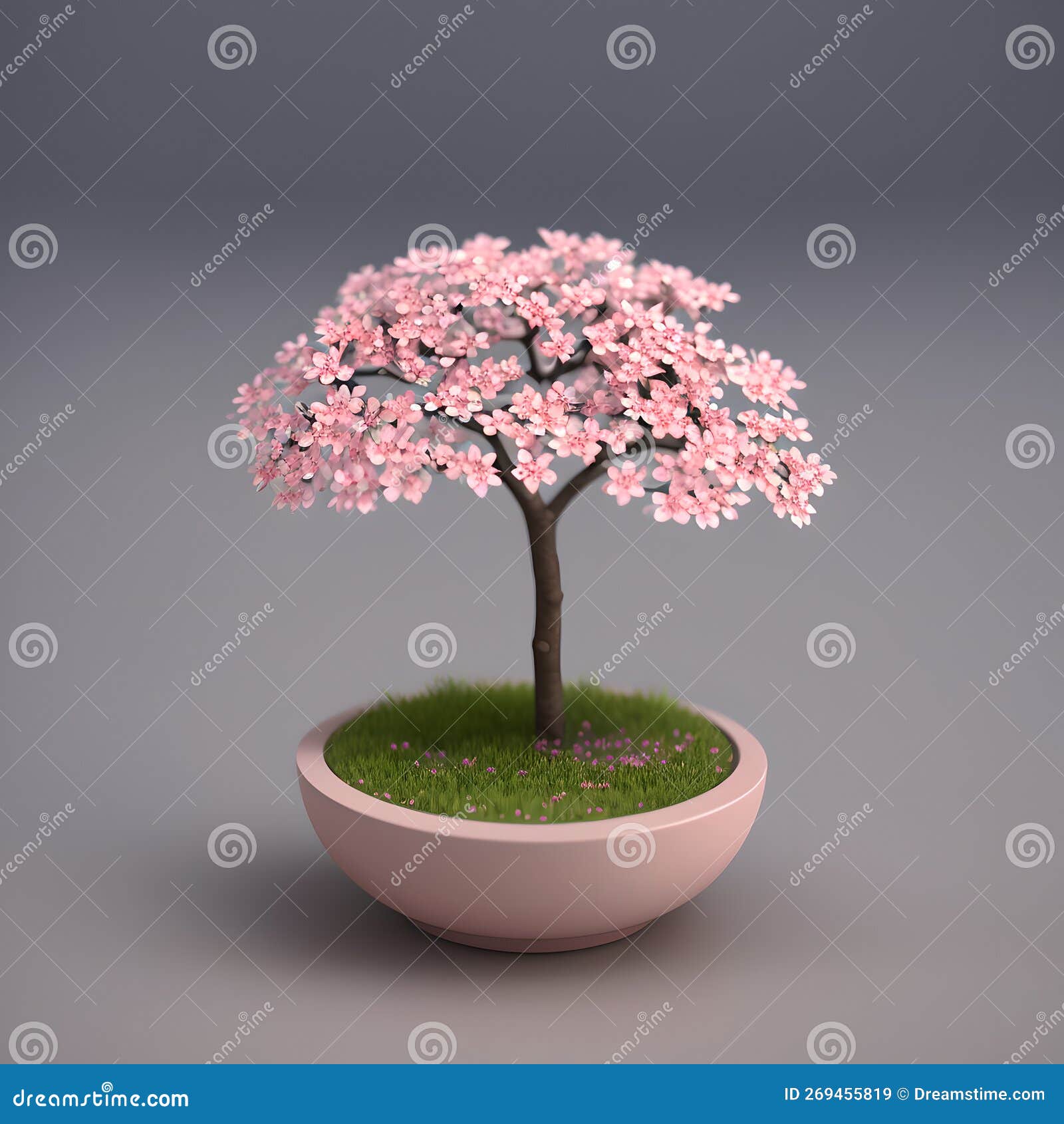 A Small Cute Blossoming Sakura Bonsai Tree, 3d Isometric Reference ...
