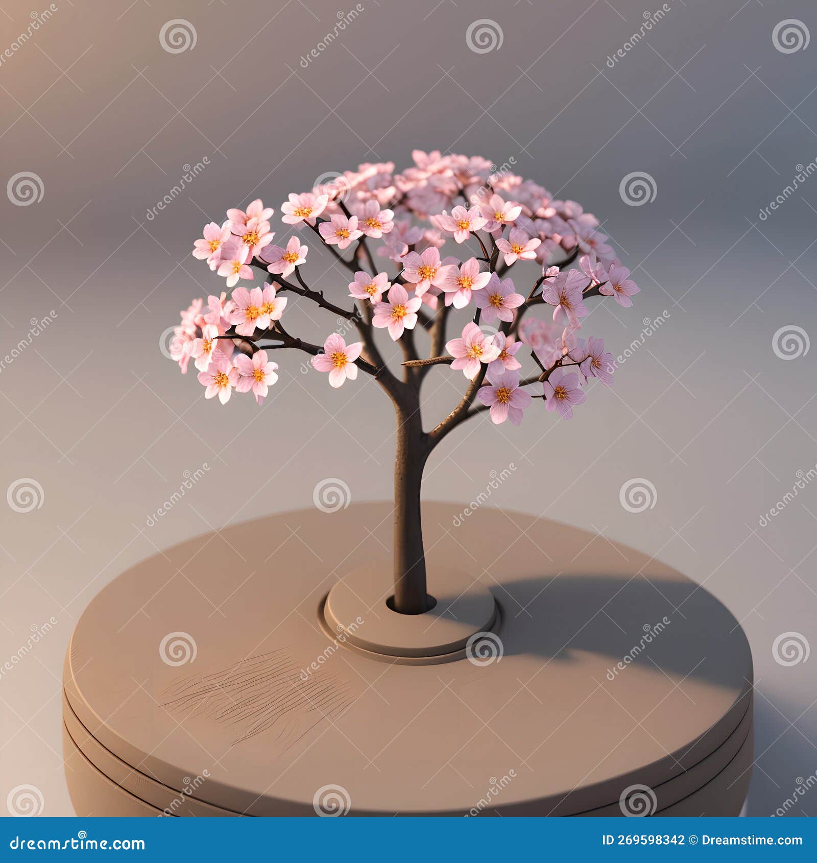 A Small Cute Blossoming Sakura Bonsai Tree, 3d Isometric Reference ...