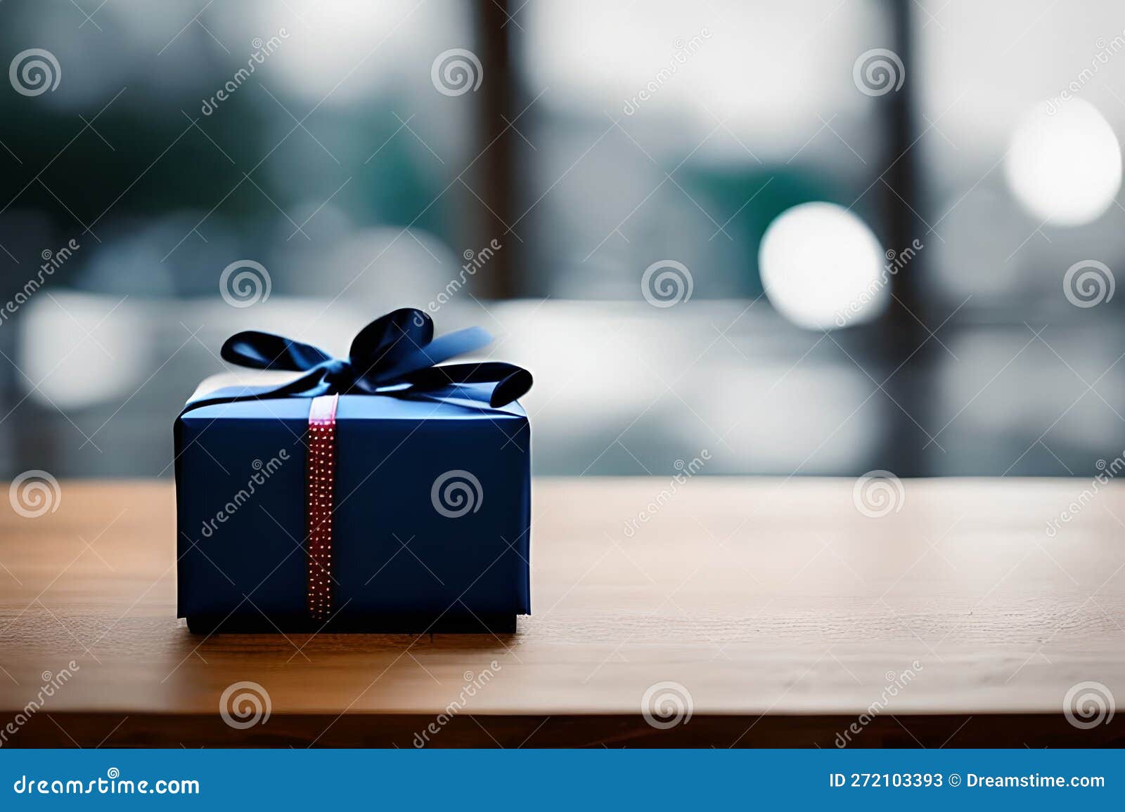 Small Cute Blue Gift Box with Bokeh Background with Some Negative Space ...