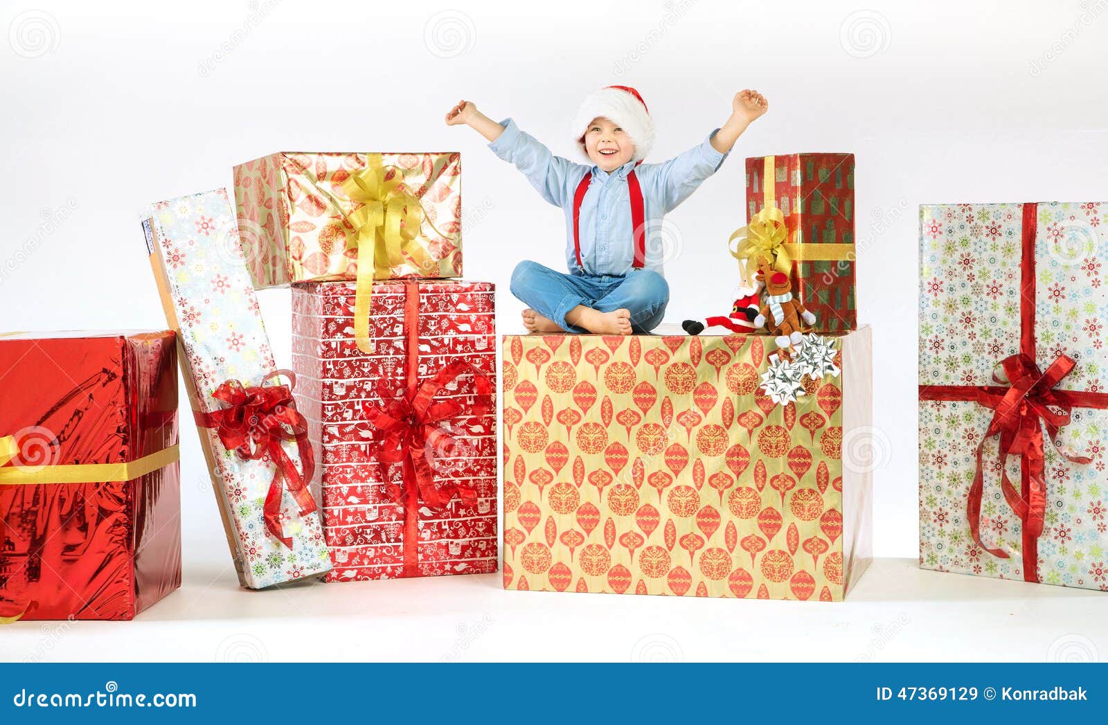 Small Cute Boy Sitting on the Gift Stock Image - Image of cheerful ...
