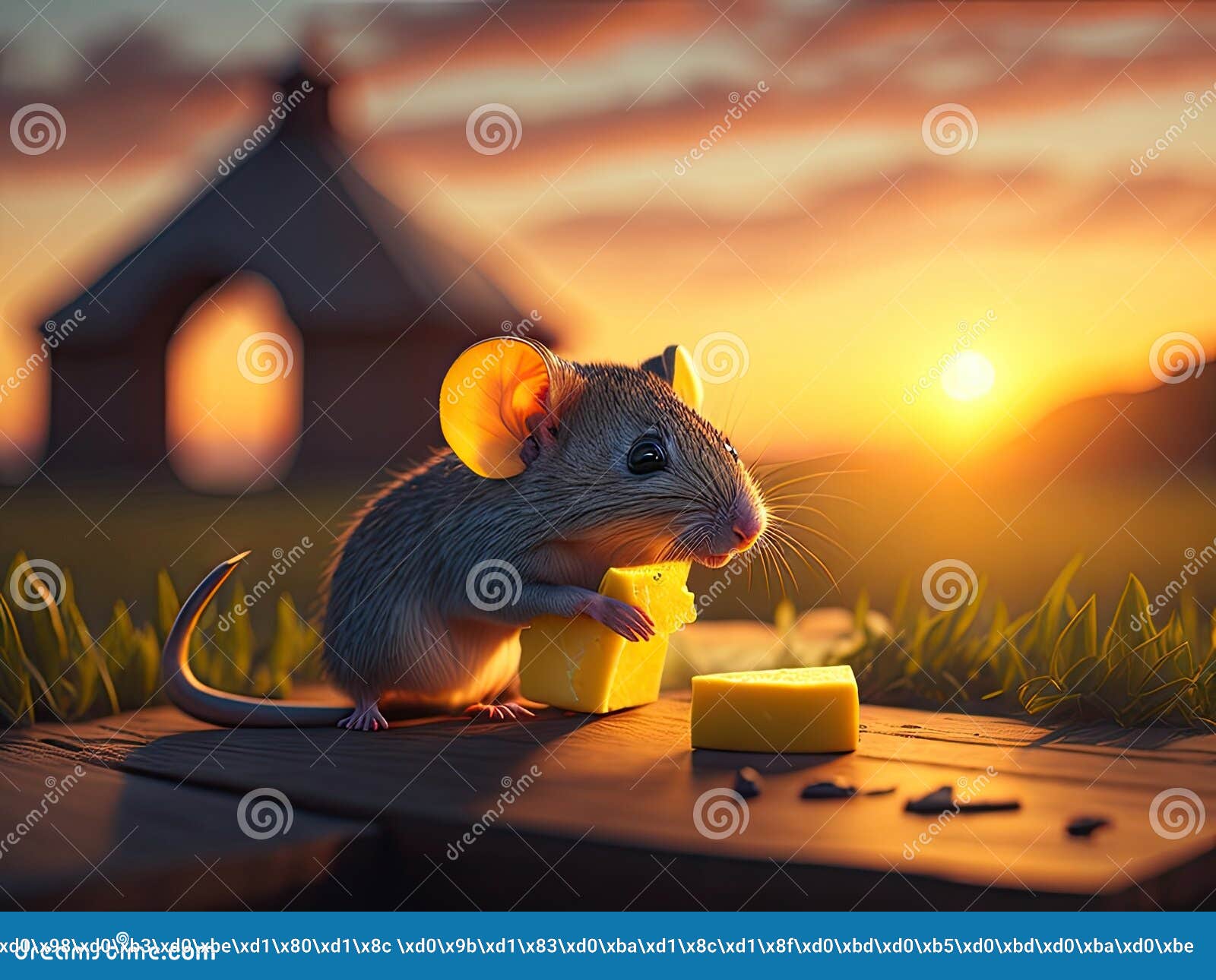 Small Cute Mouse Eating Piece of Cheese. Ai Generative Stock ...