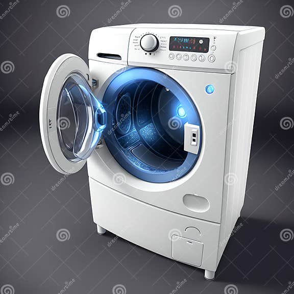 Small Cute Washing Machine Toy, 3D Reference Model. AI Generated Model ...