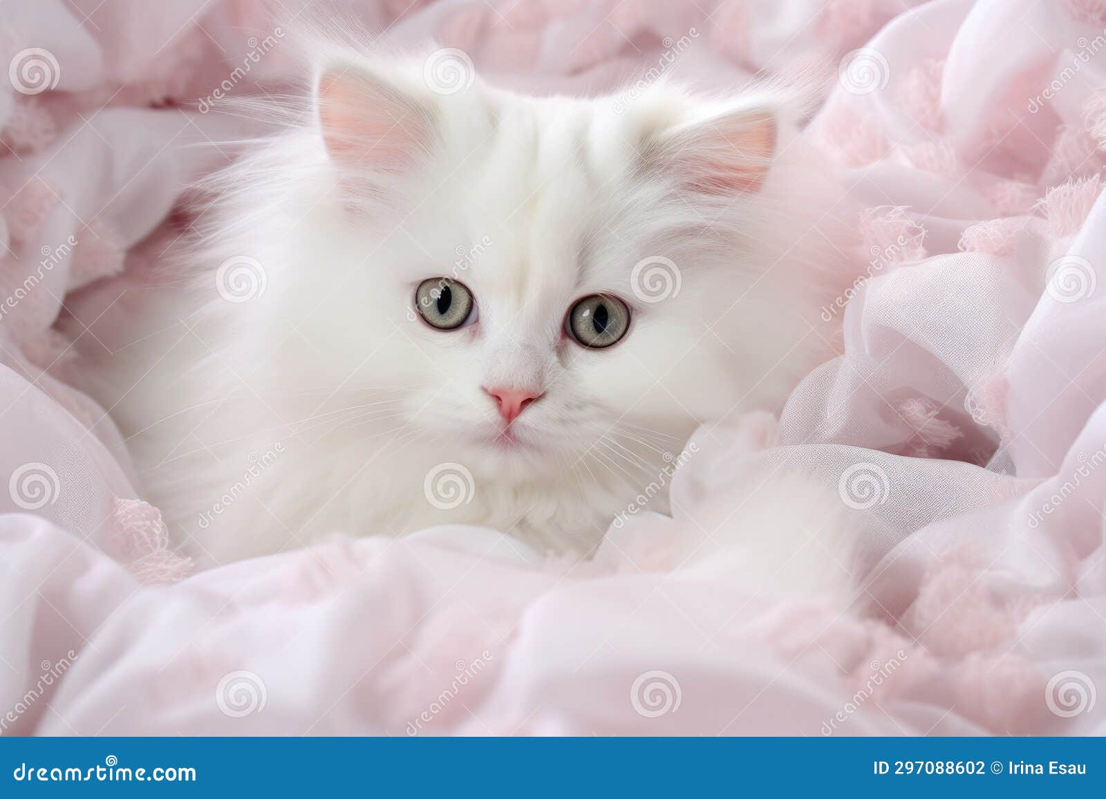 Small Cute White Fluffy Kitten Stock Photo - Image of blanket, small ...