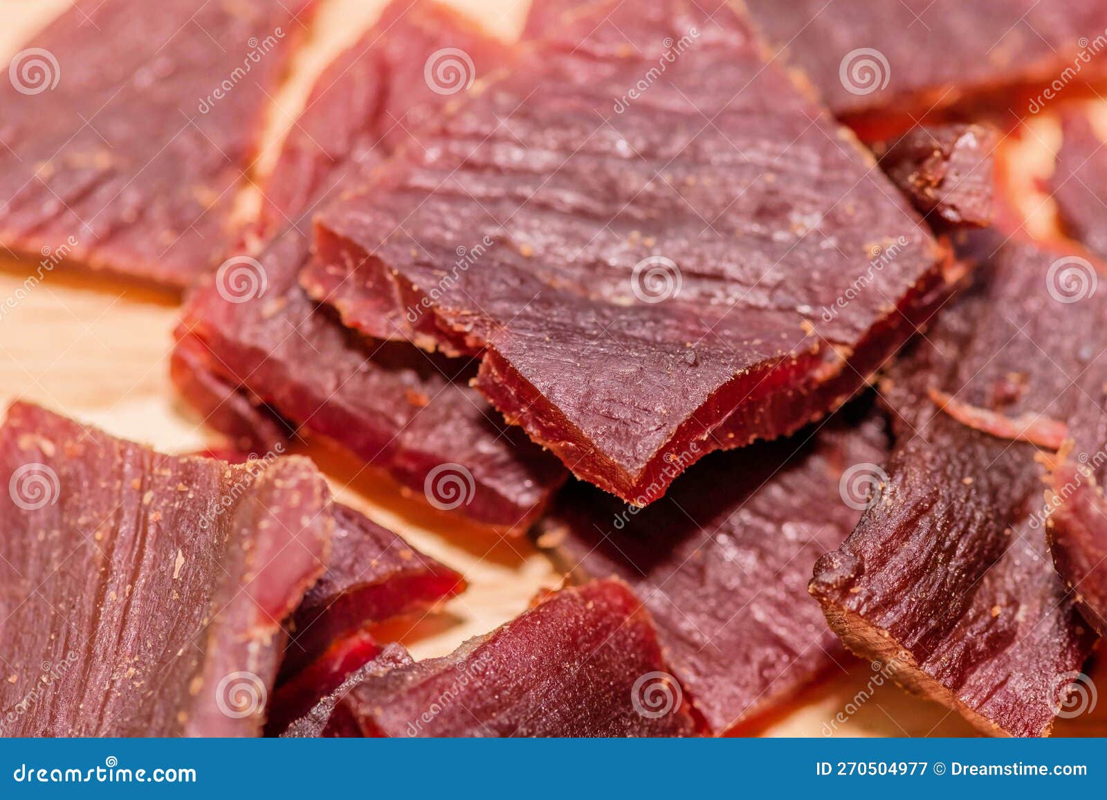 Small Cuts of Processed Beef Jerky Stock Image - Image of traditional ...