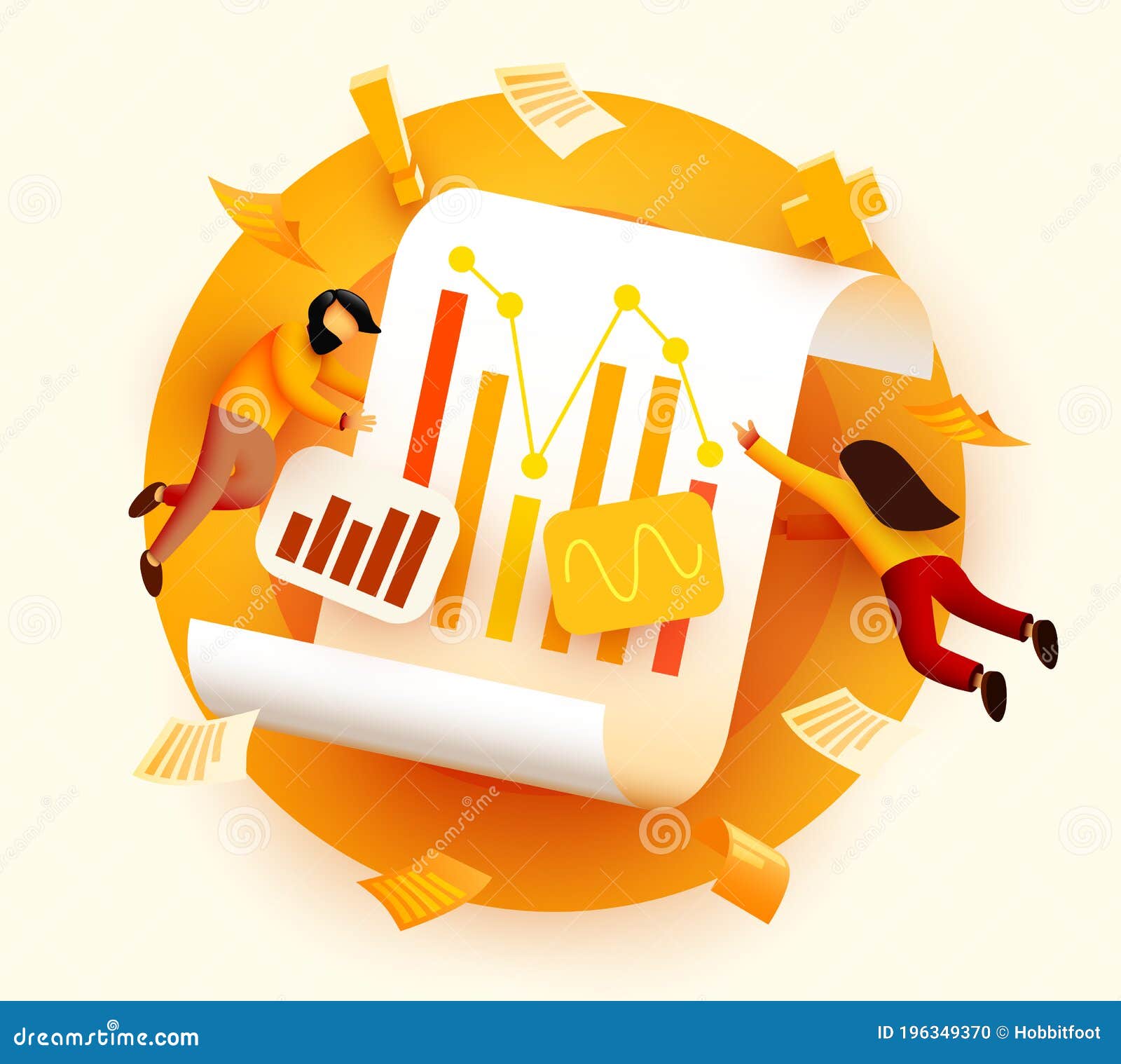 Small 3d Flying and Analyzing Diagram Data. Business Audit Concept ...