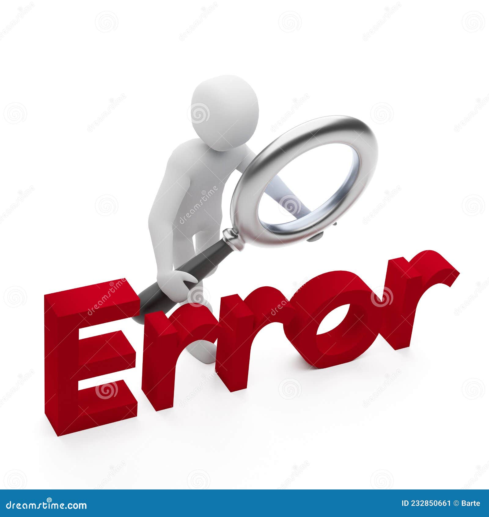 Small 3d Man with a Magnifying Glass Searching the Problem Stock ...