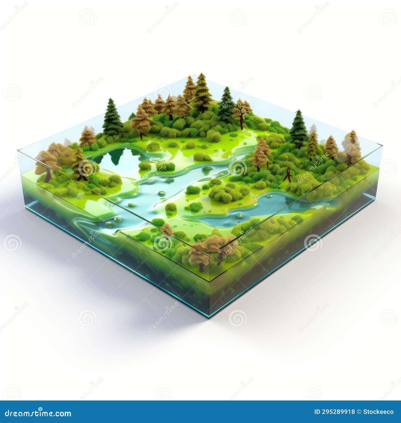 Isometric 3d Landscape Model Fusion of Water and Land Stock ...