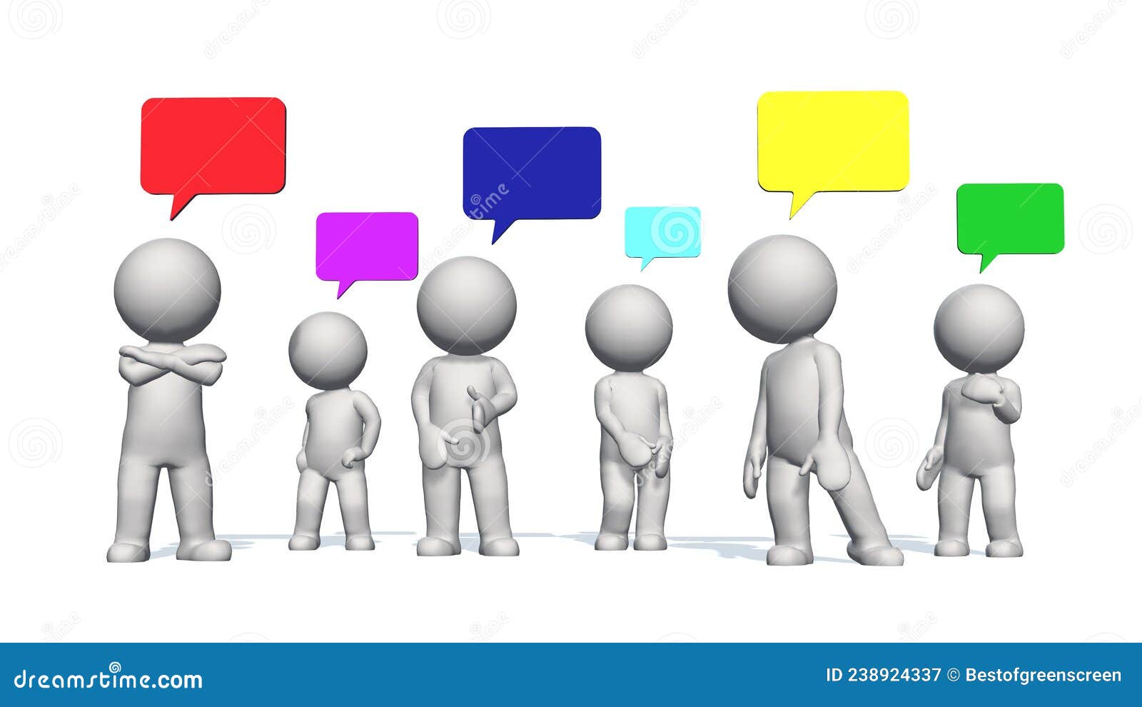 Small 3D People with Colored Speech Bubbles Stock Illustration ...