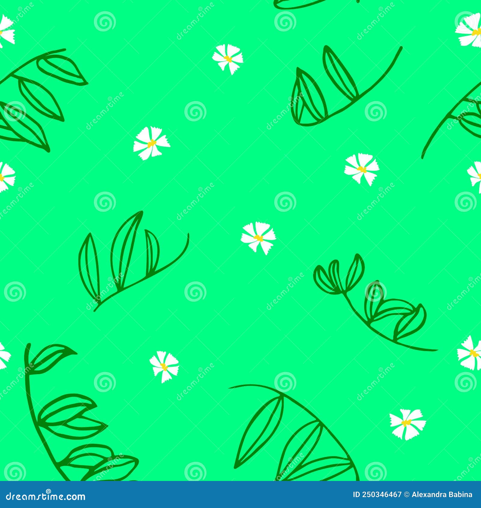Small Daisy Flower and Leaves Seamless Pattern. Stock Vector ...