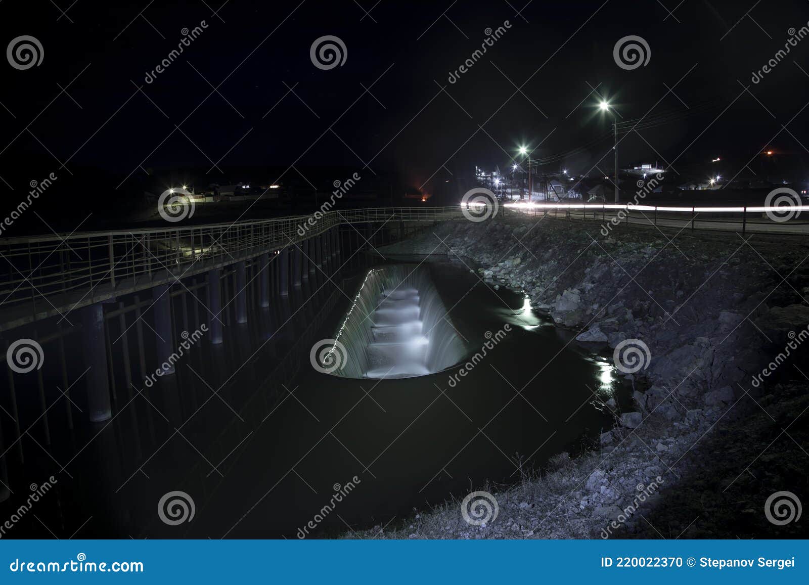 Small Dam at Night. Rural Landscape Stock Photo - Image of alternative ...