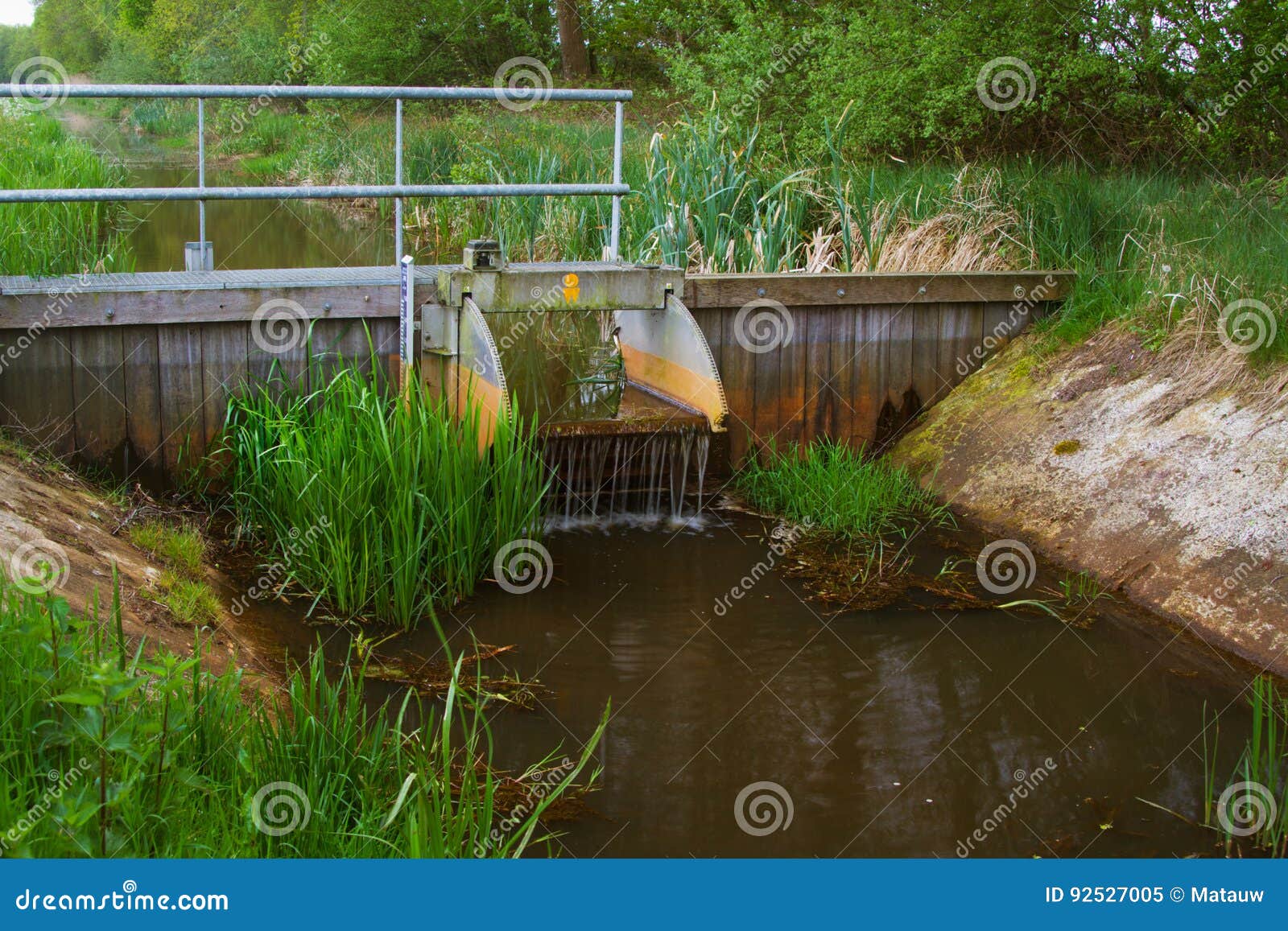 Small dam in a river stock image. Image of measure, netherlands - 92527005