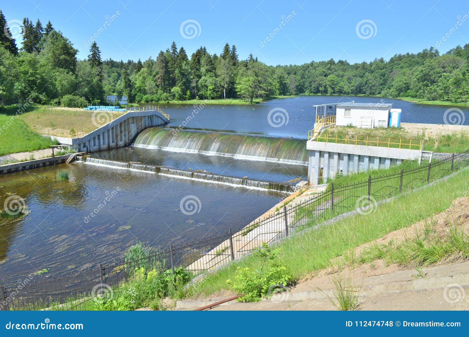 The small dam on a river stock photo. Image of small - 112474748