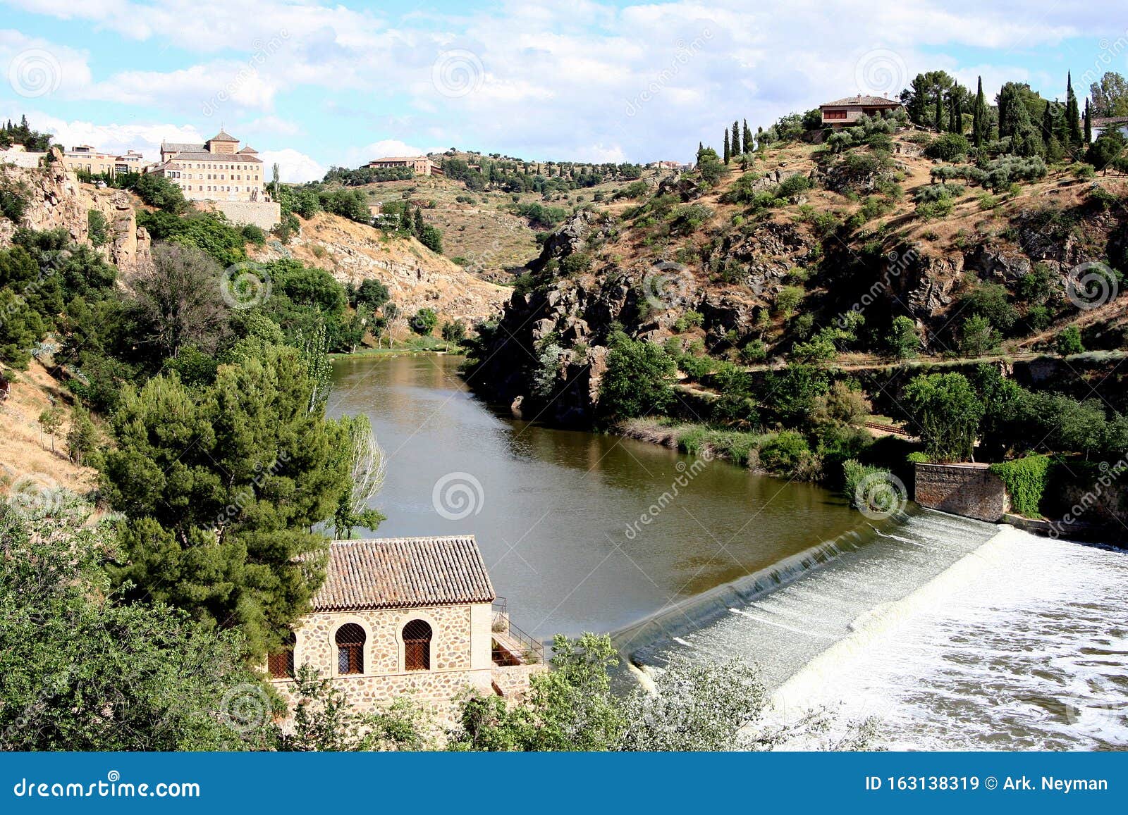 Small Dam on Tagus River at Toledo, Spain Stock Image - Image of green ...