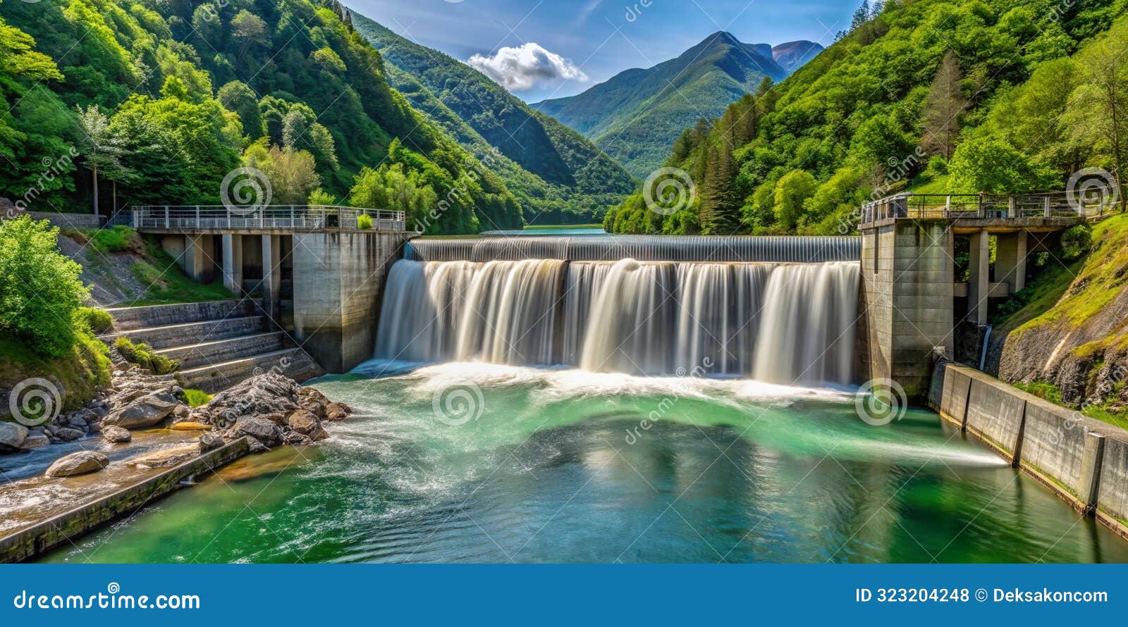 Small Dam in the Versasca River Just Downstream AI Generative Stock ...