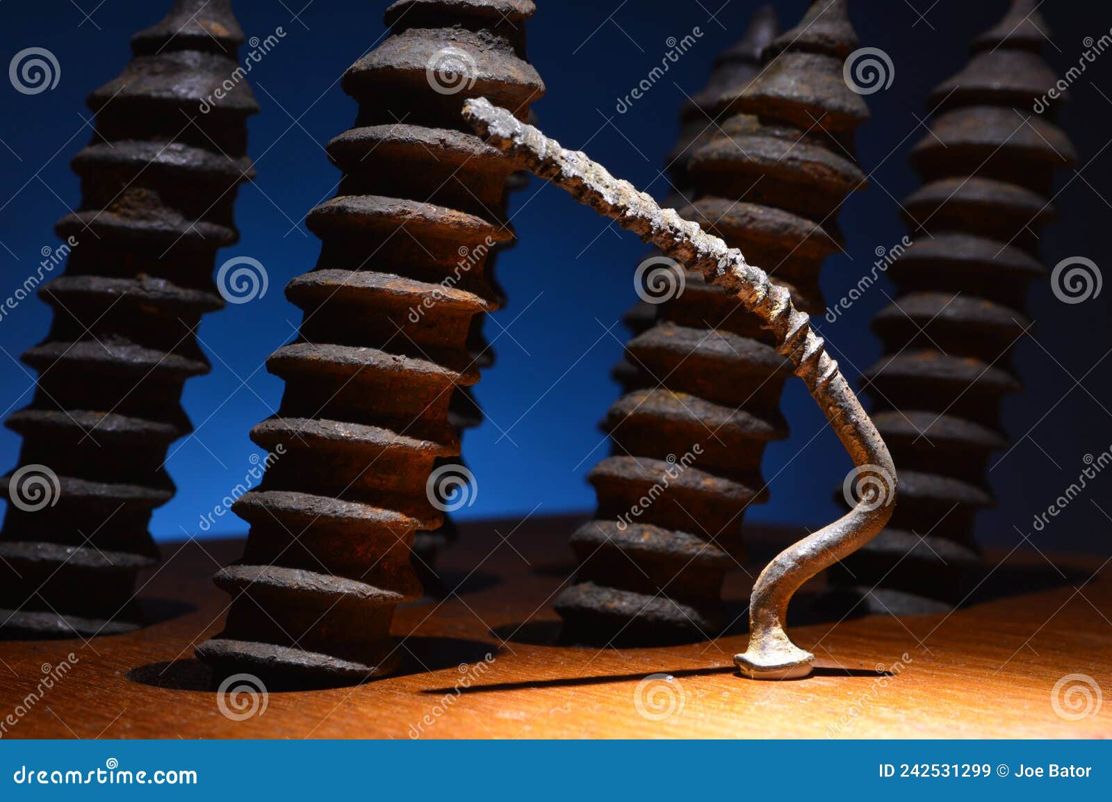 Small, Damaged, Corroded Paired with Oversized Screws Stock Image ...