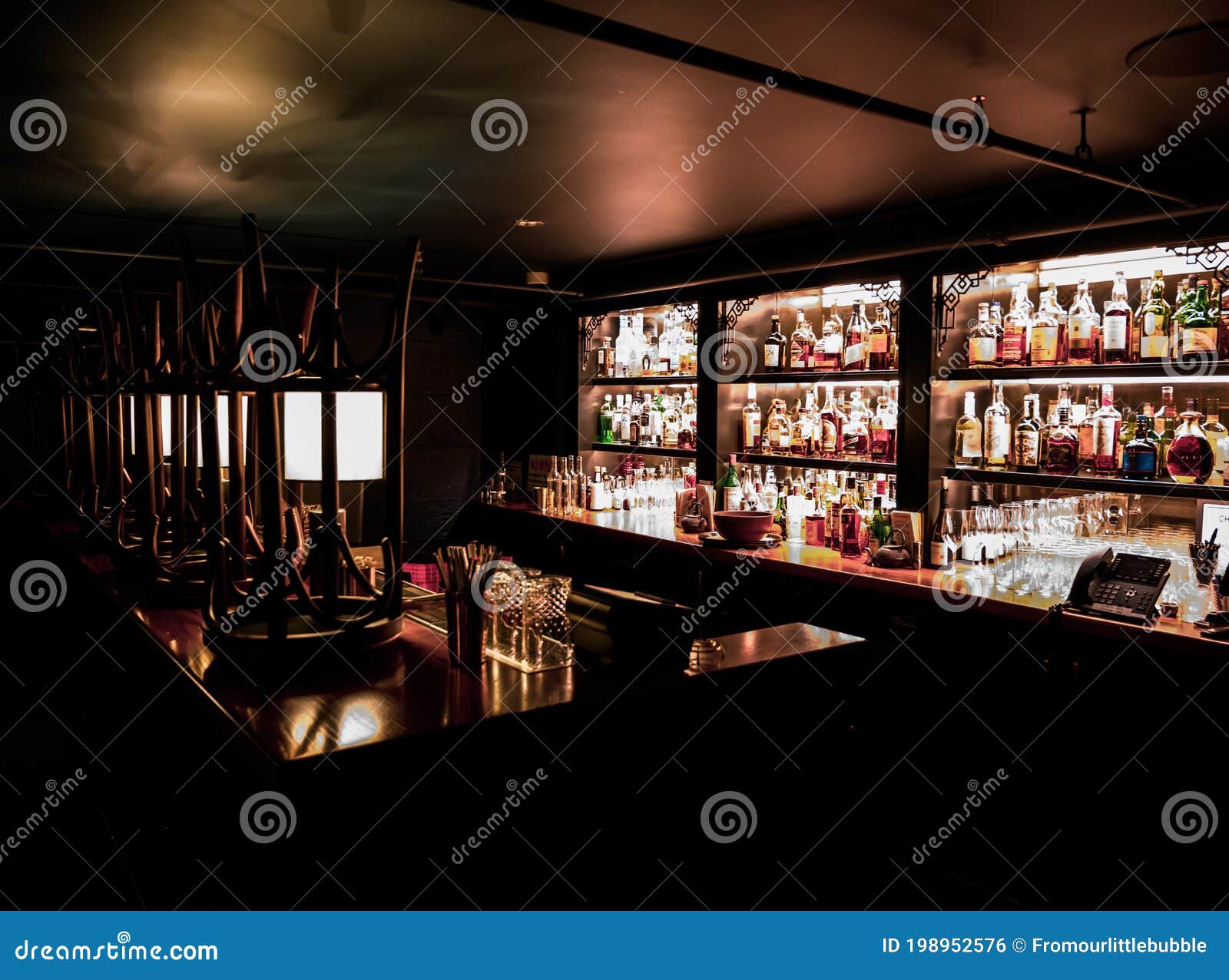 Speakeasy Style Underground Bar after Closing Stock Photo - Image of ...