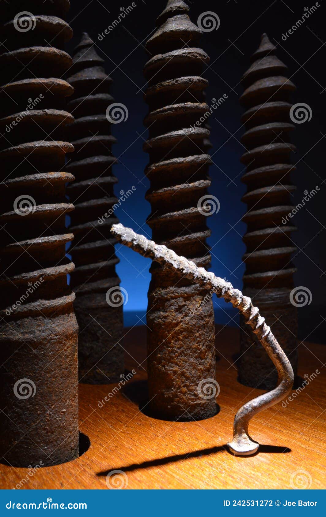 Small, Damaged, Corroded Paired with Oversized Screws Stock Photo ...