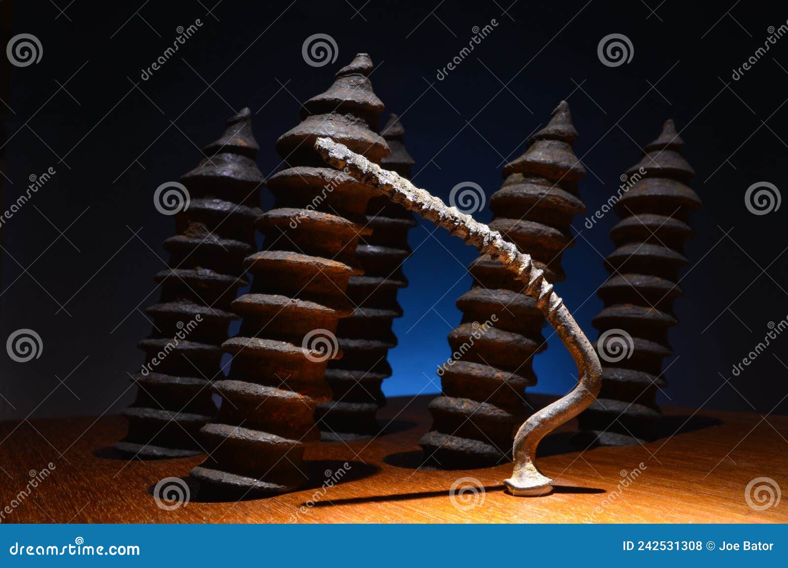 Small, Damaged, Corroded Paired with Oversized Screws Stock Photo ...