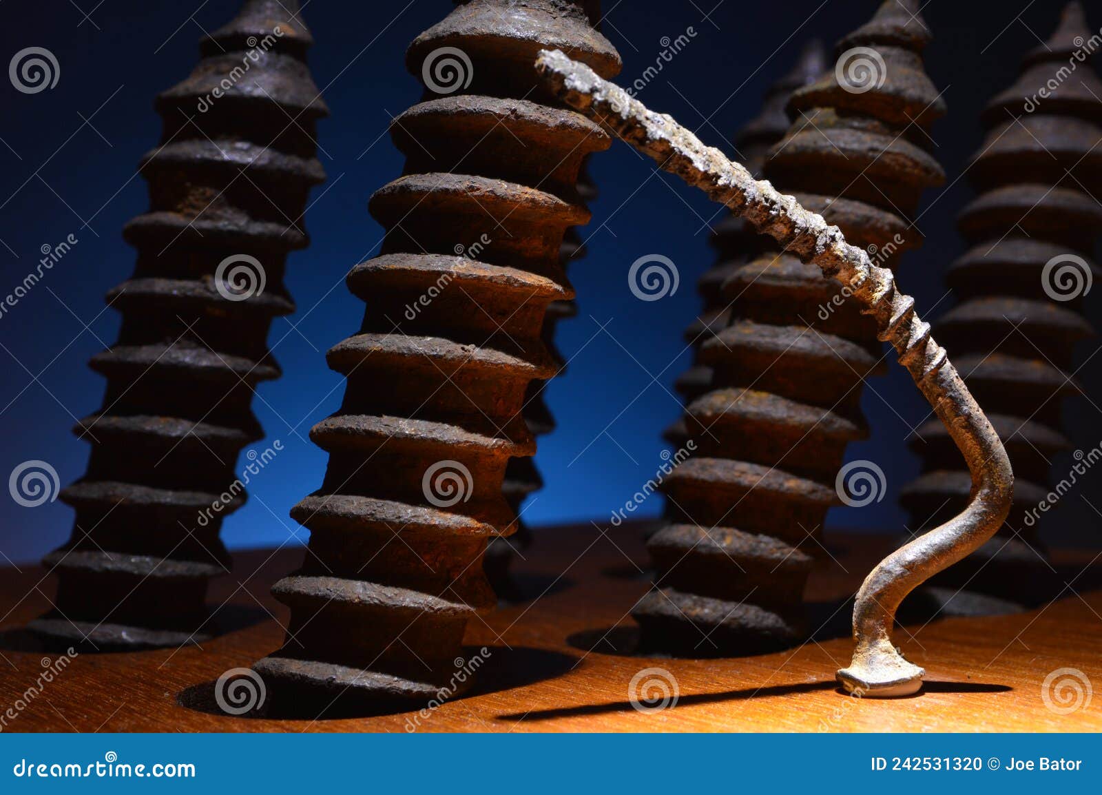 Small, Damaged, Corroded Paired with Oversized Screws Stock Photo ...