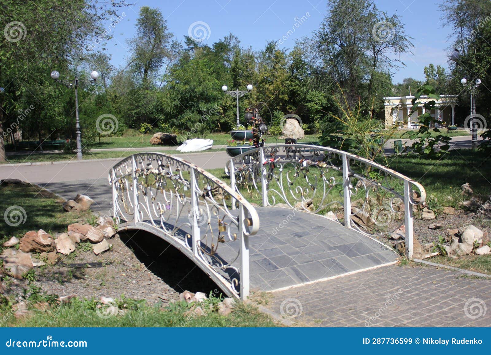 Small Decorative Bridge in the Park Stock Image - Image of park ...