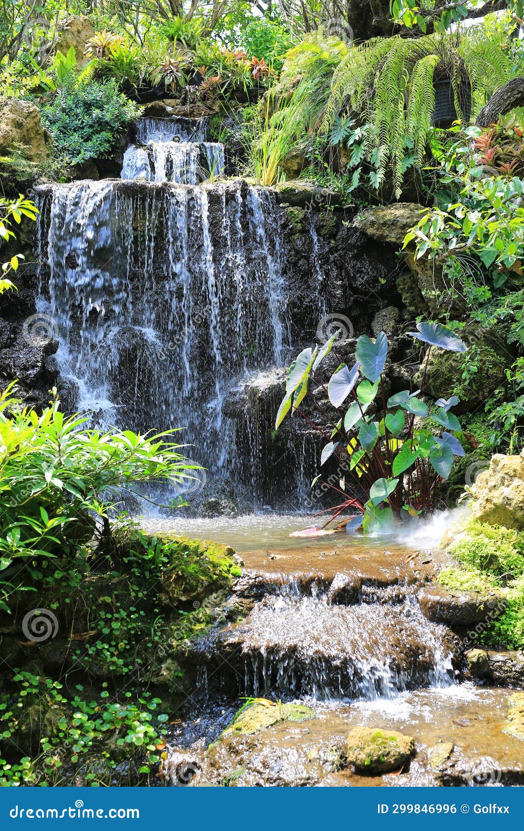Small Decorative Waterfall in the Public Garden Stock Photo - Image of ...
