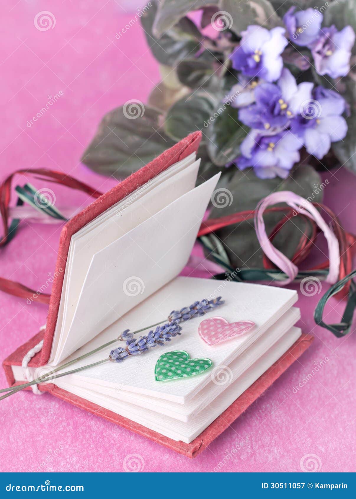 Small Diary with Lavender and Hearts Stock Image - Image of notepad ...