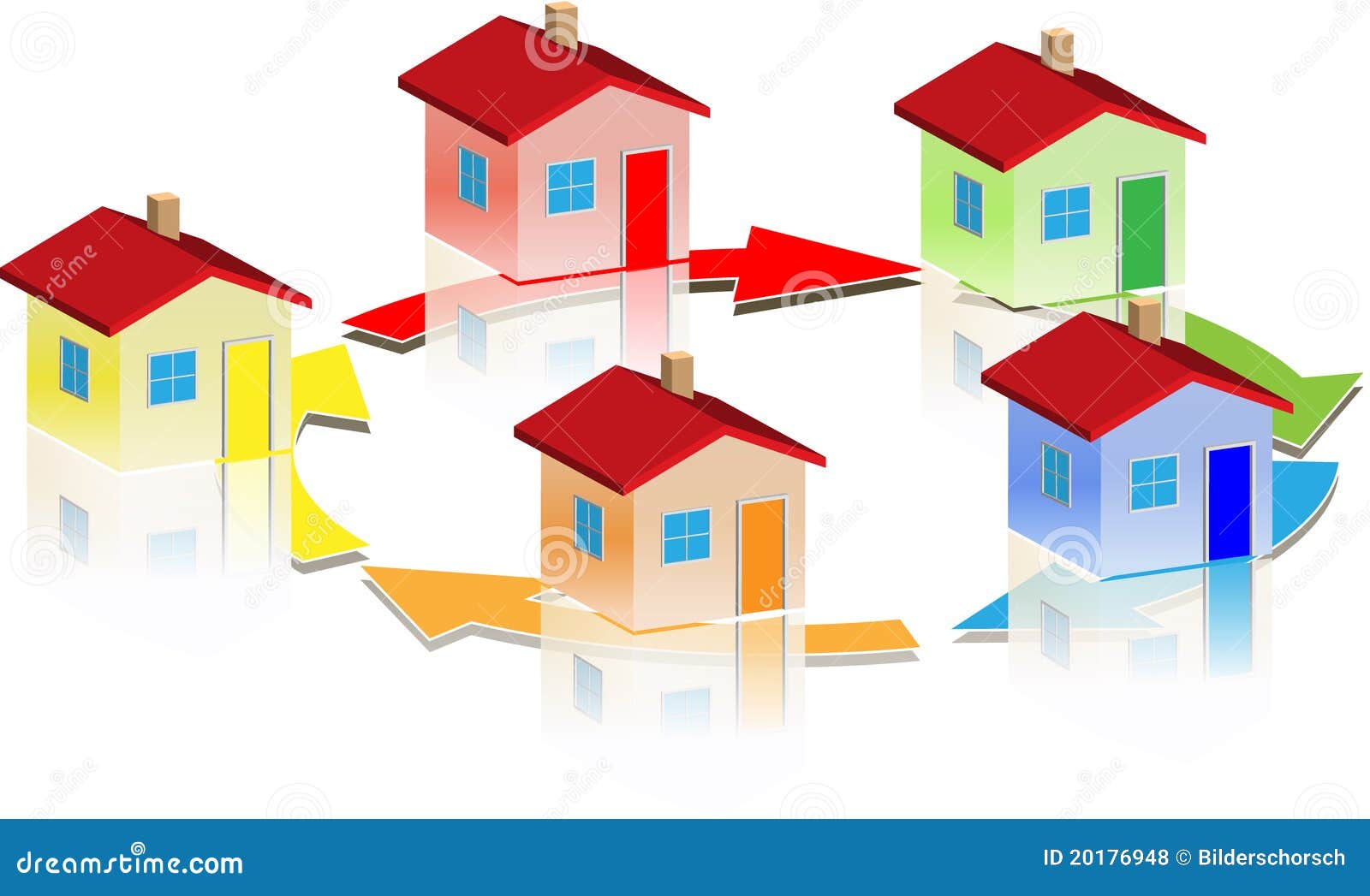 Small Different Houses Round Arrow Stock Vector - Illustration of arrow ...