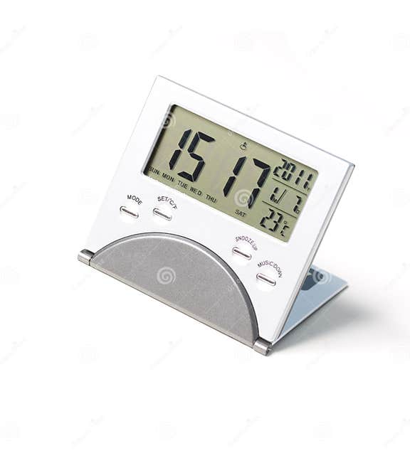 A small digital clock stock photo. Image of display, round - 17712700